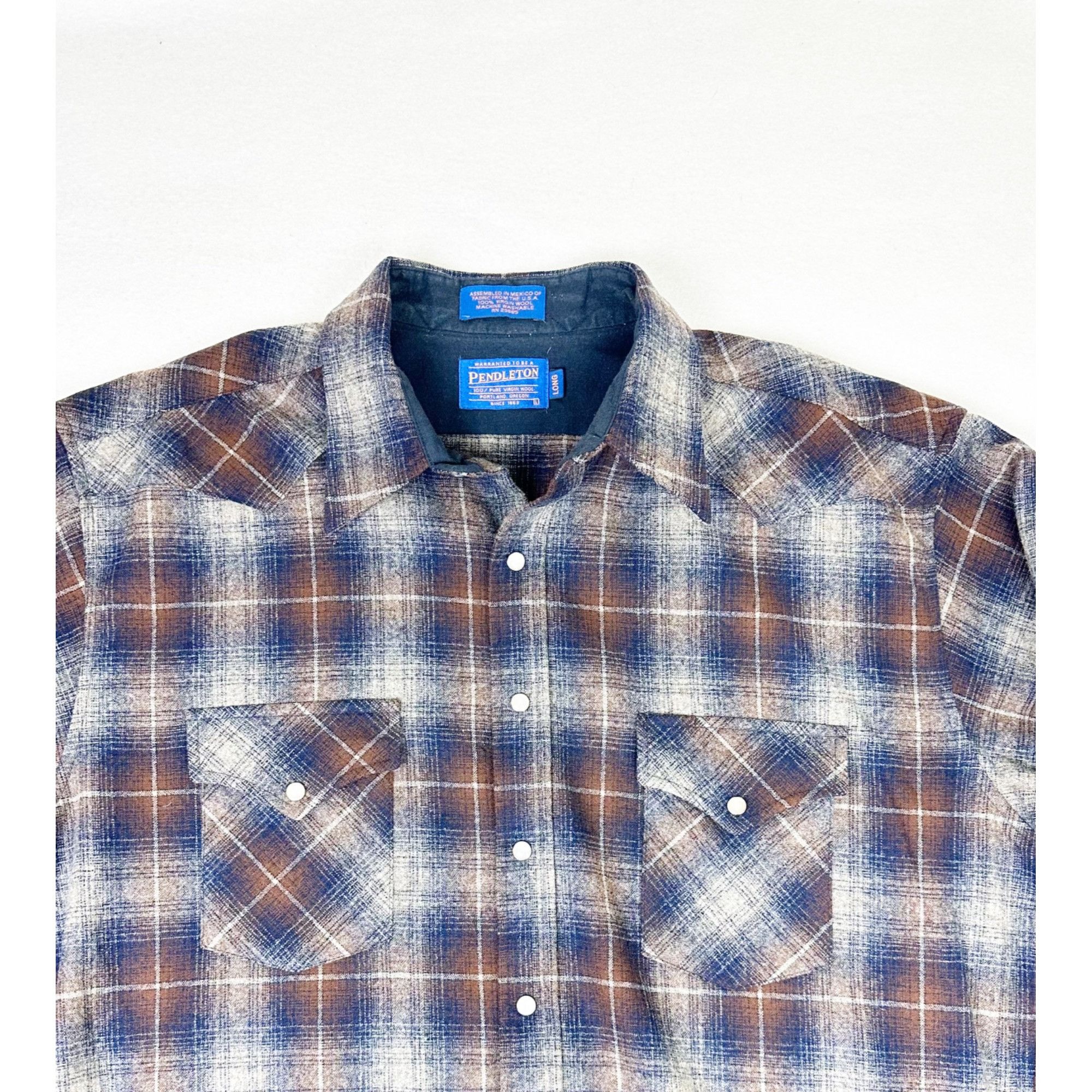 Pendleton Vintage Pendleton Wool Shirt Large Long Western Wear Blue ...
