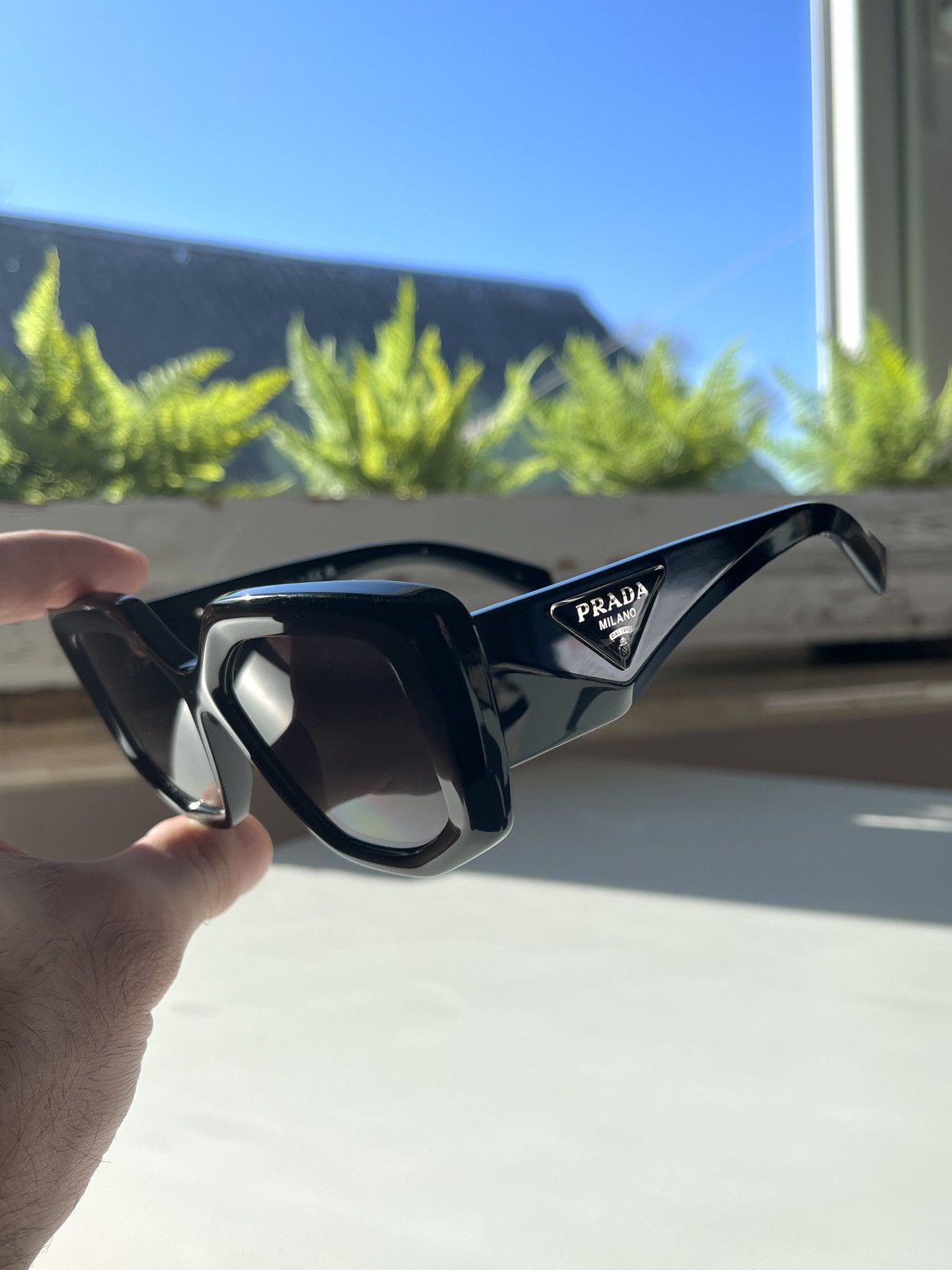 Vintage 2023 PRADA SYMBOLE TRIANGLE LOGO SQUARE OVERSIZED SUNGLASSES ...