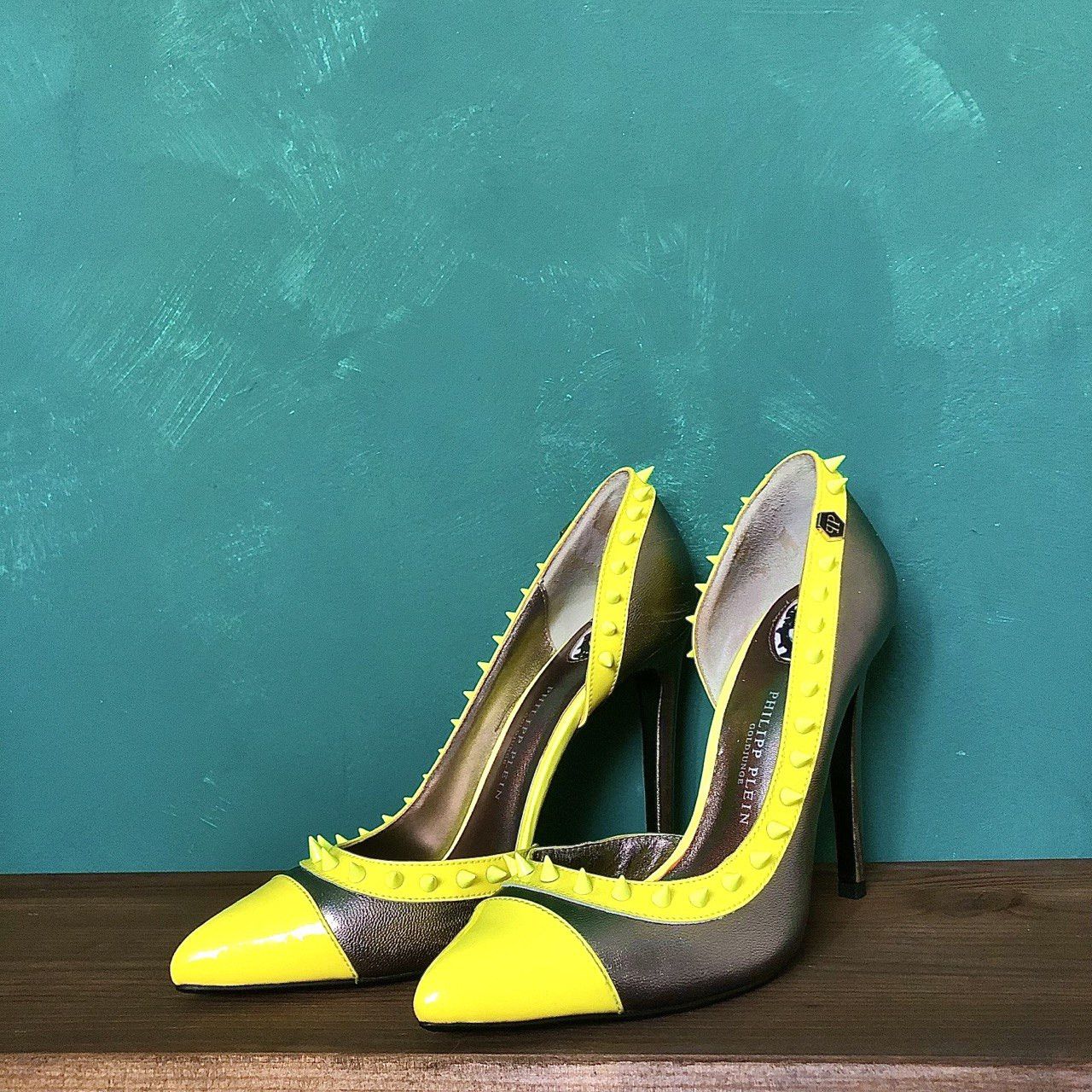 Philipp Plein Authentic Philipp Plein Goldjunge Neon Spiked Shoes | Grailed