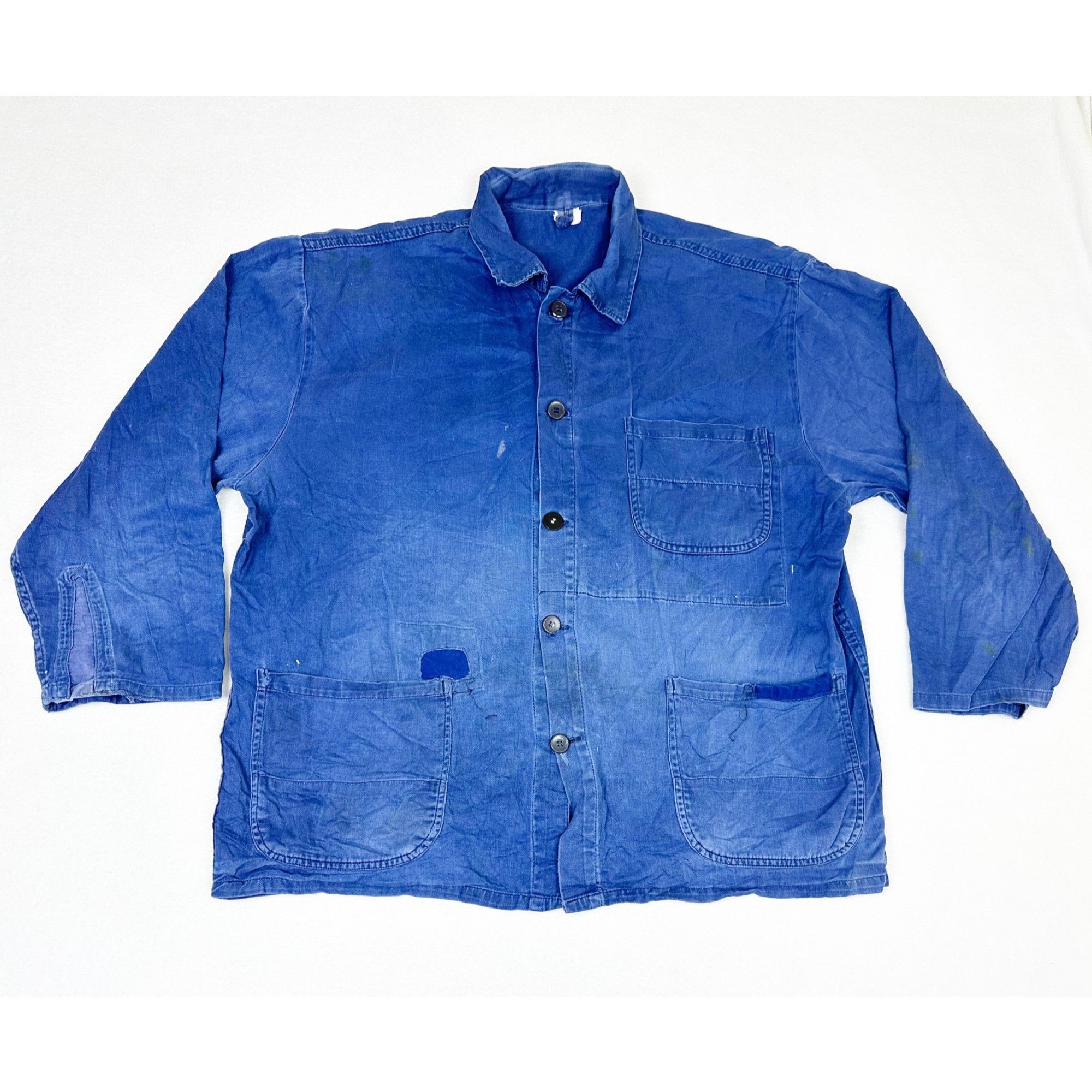 Vintage Vintage French Work Chore Jacket Blue Smock Coat Faded | Grailed