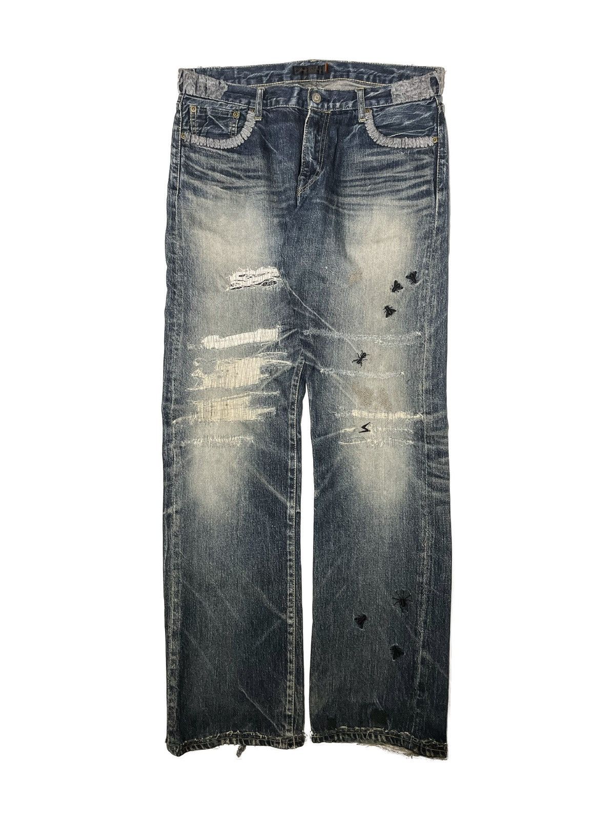 Undercover AW06 Undercover Insect Bug Denim Distressed & Repaired Four ...
