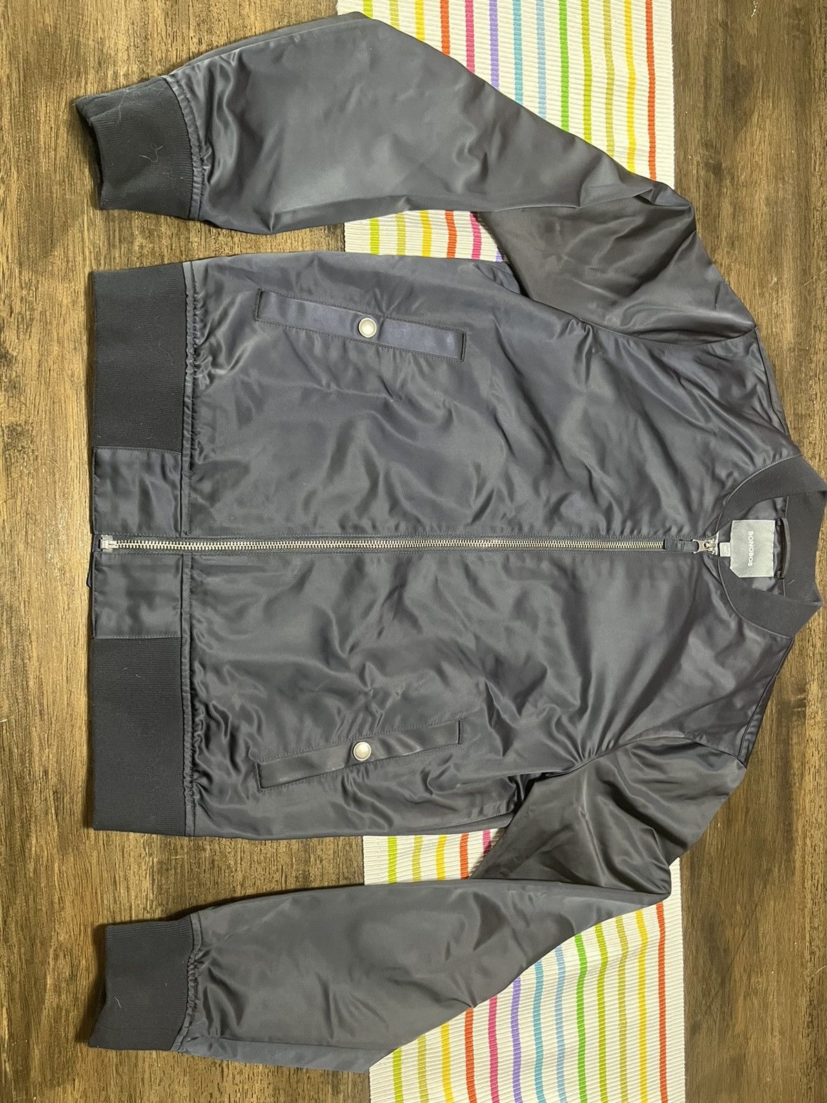 Bonobos Bonobos fitted satin bomber jacket navy blue small S slim | Grailed