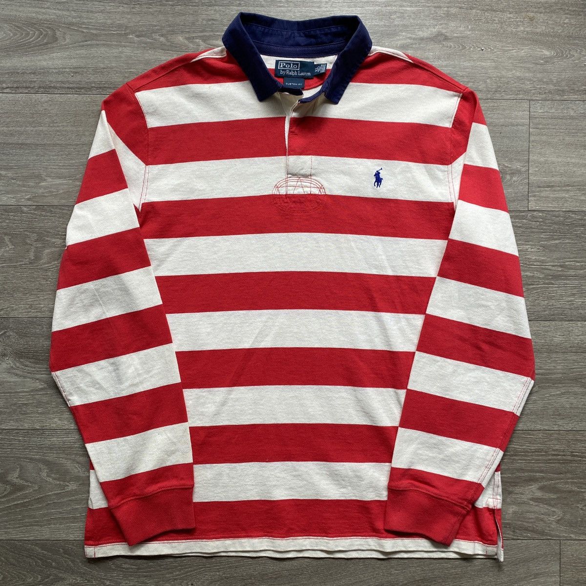 Polo Ralph Lauren Vintage Long Sleeve Rugby Polo Red and White | Grailed