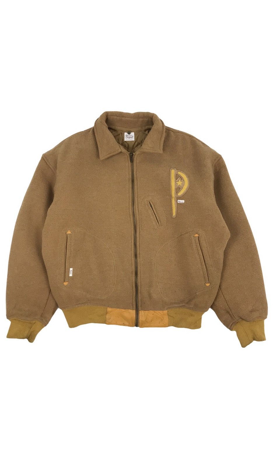 Cashmere & Wool × Varsity Jacket × Vintage Vintage 80s PAPAS wool ...