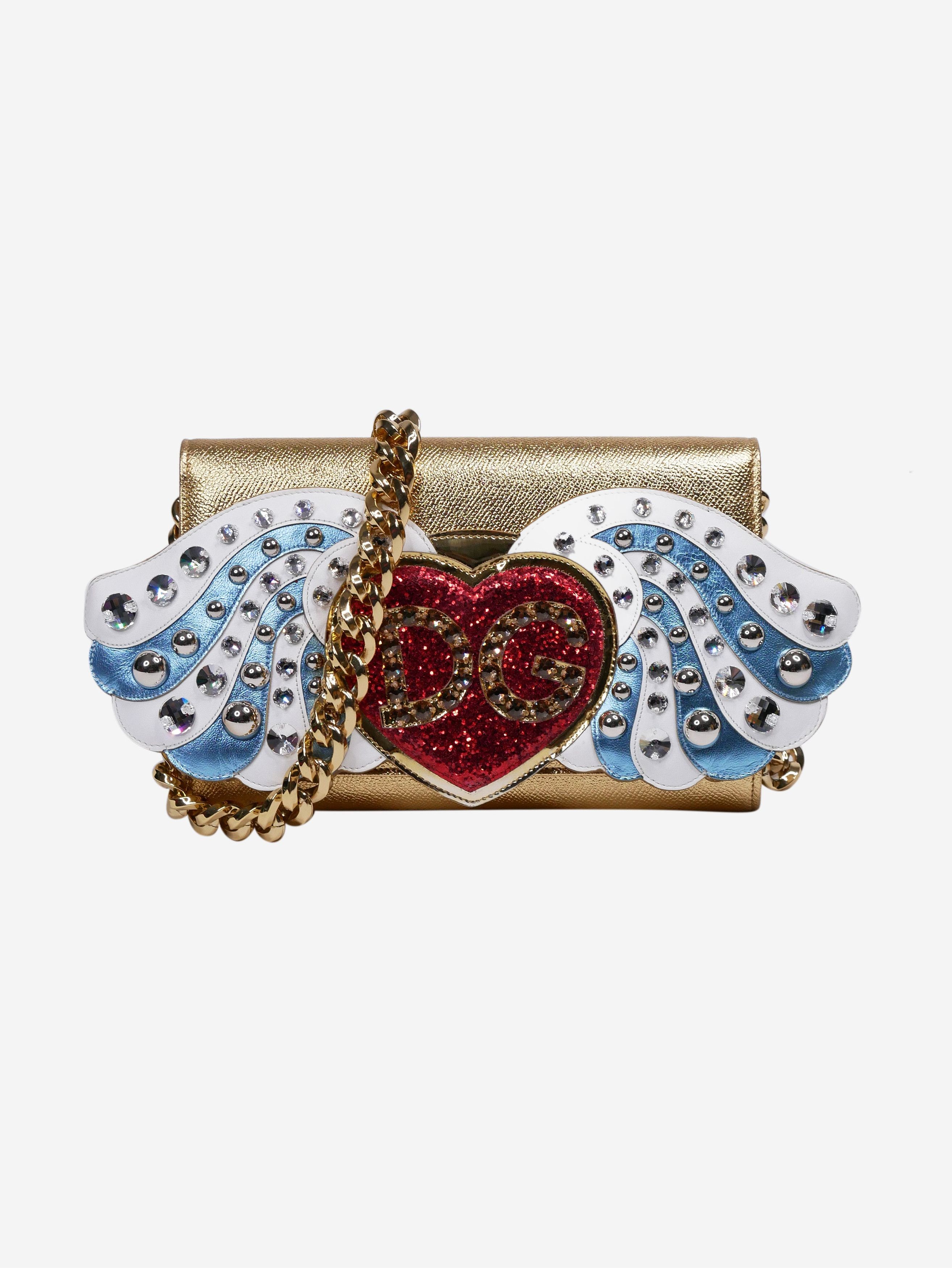 Dolce & Gabbana Dolce & Gabbana Gold Angel Embellished Wallet Bag with ...