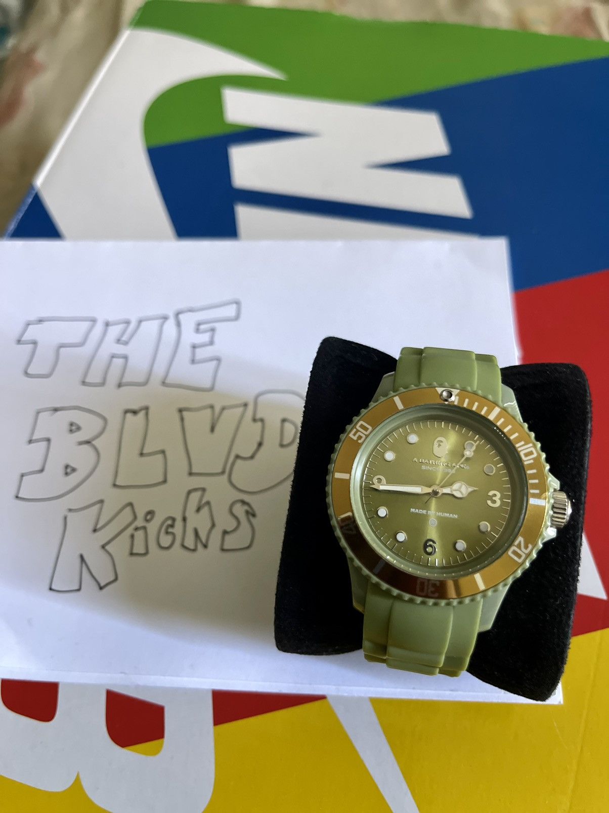 Bape A Bathing Ape Bape Bapex Rubber Watch Olive Green Quartz | Grailed