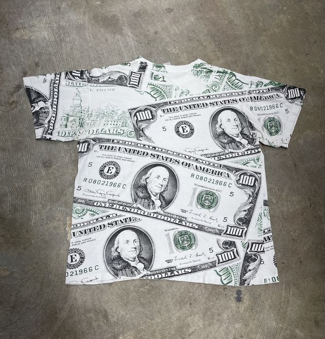 Vintage Vintage 90s 100 Dollar Bill Money Cash All Over Print | Grailed