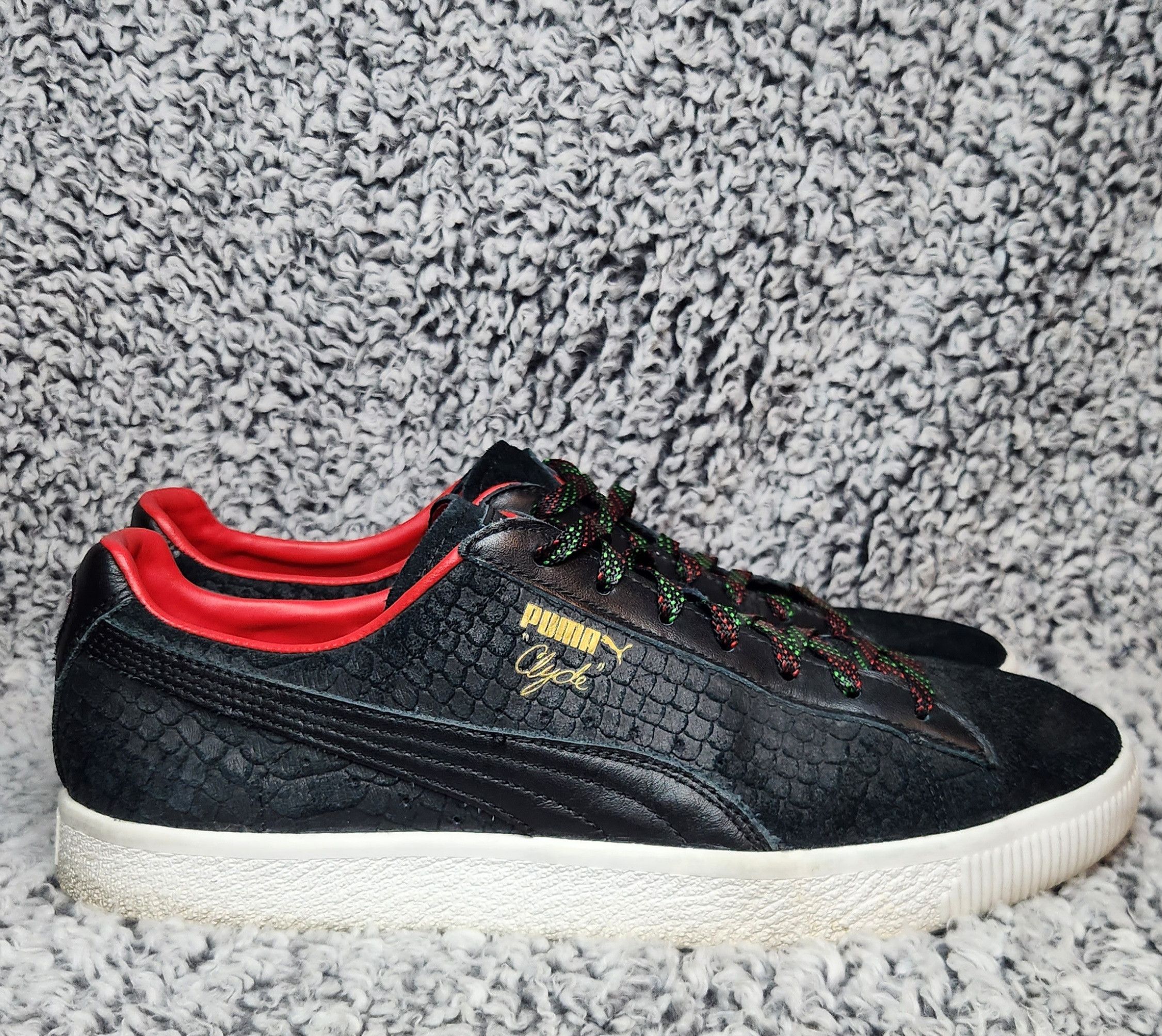 Puma × Streetwear × Vintage PUMA Clyde GCC Snakeskin-Embossed Leather ...