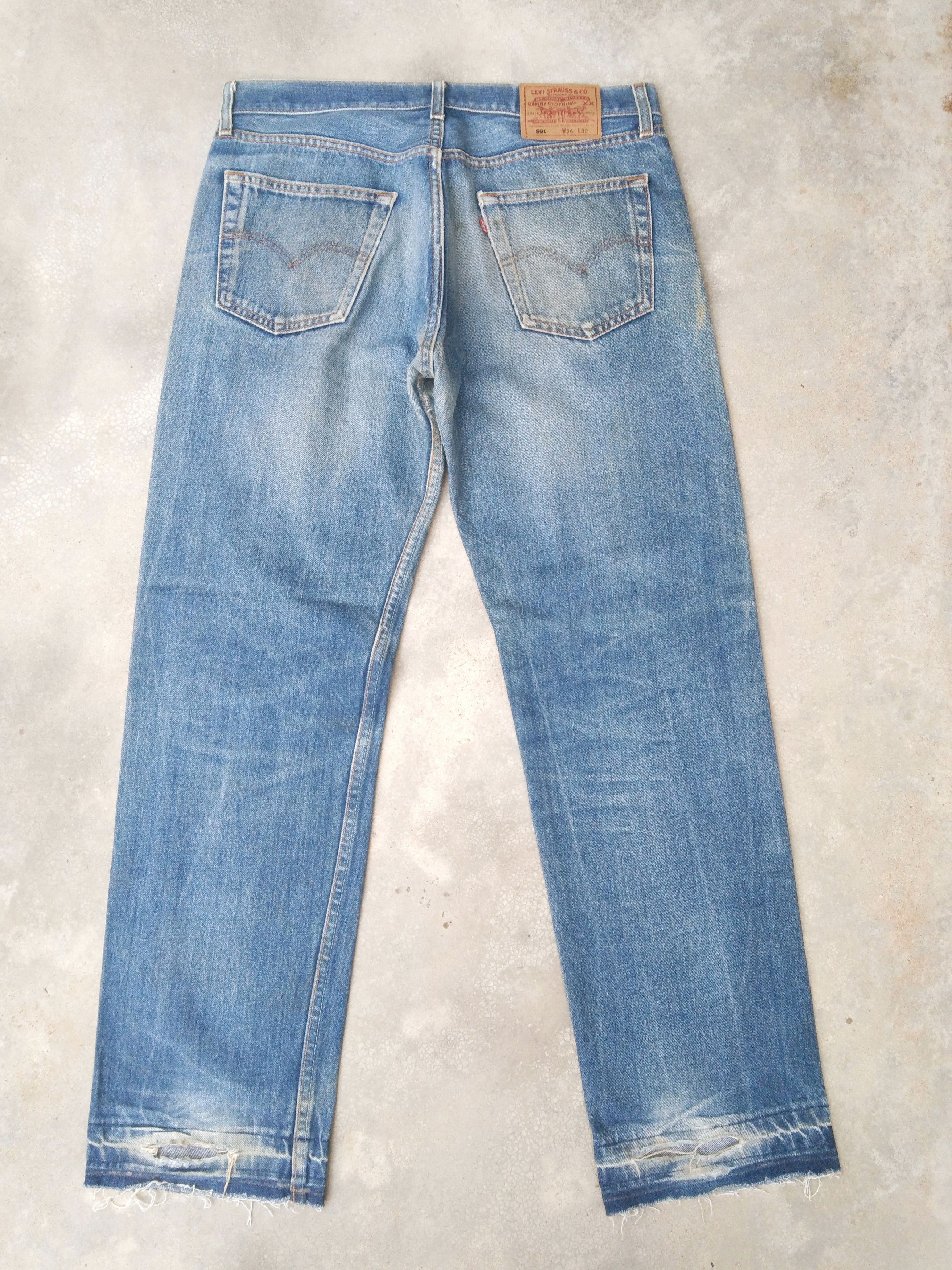 Levi's × Streetwear × Vintage Vintage Levis 501 Made In USA Released Hem Distressed Jeans | Grailed