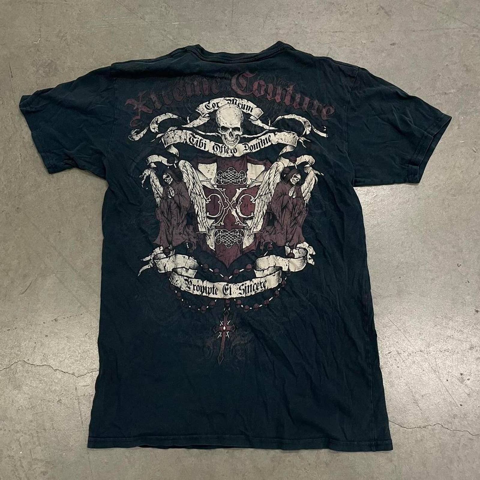 Vintage Xtreme couture mall goth death winged reaper distressed tee ...