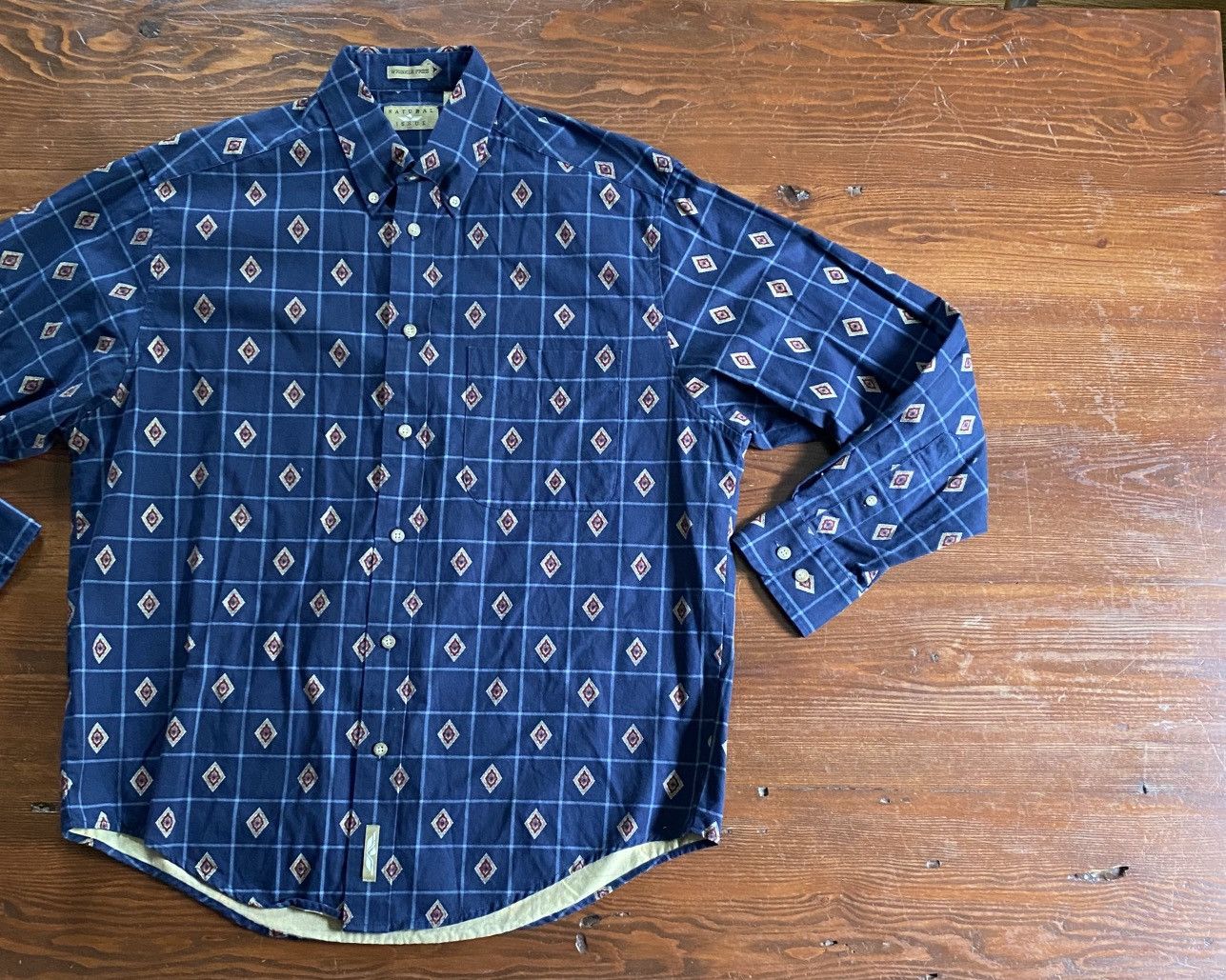 Vintage Vintage 90’s Natural Issue Sueded Textile Pattern Button Up ...