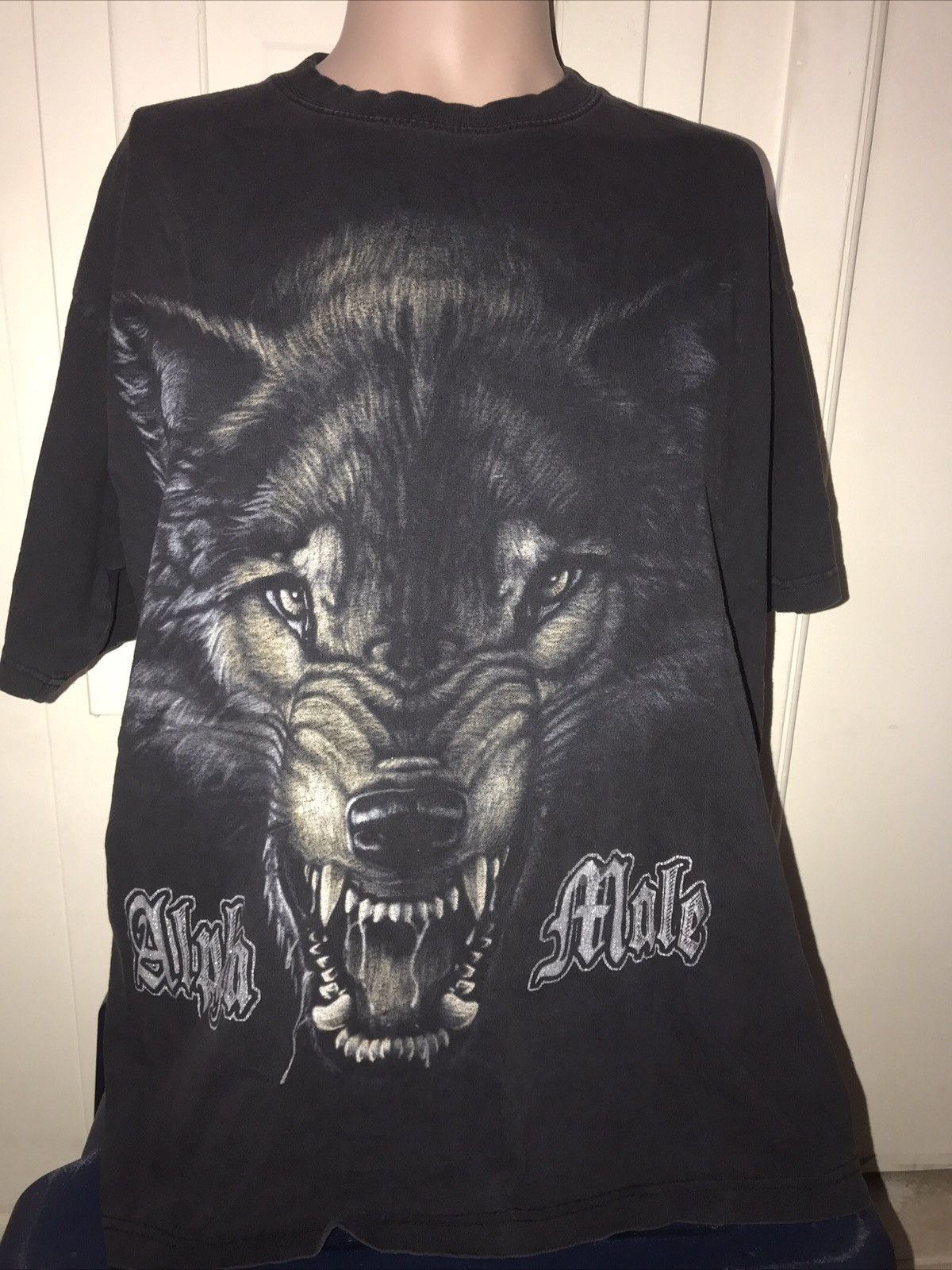 Other Alpha Male Y2K Holographic Wolf Grunge Shirt | Grailed