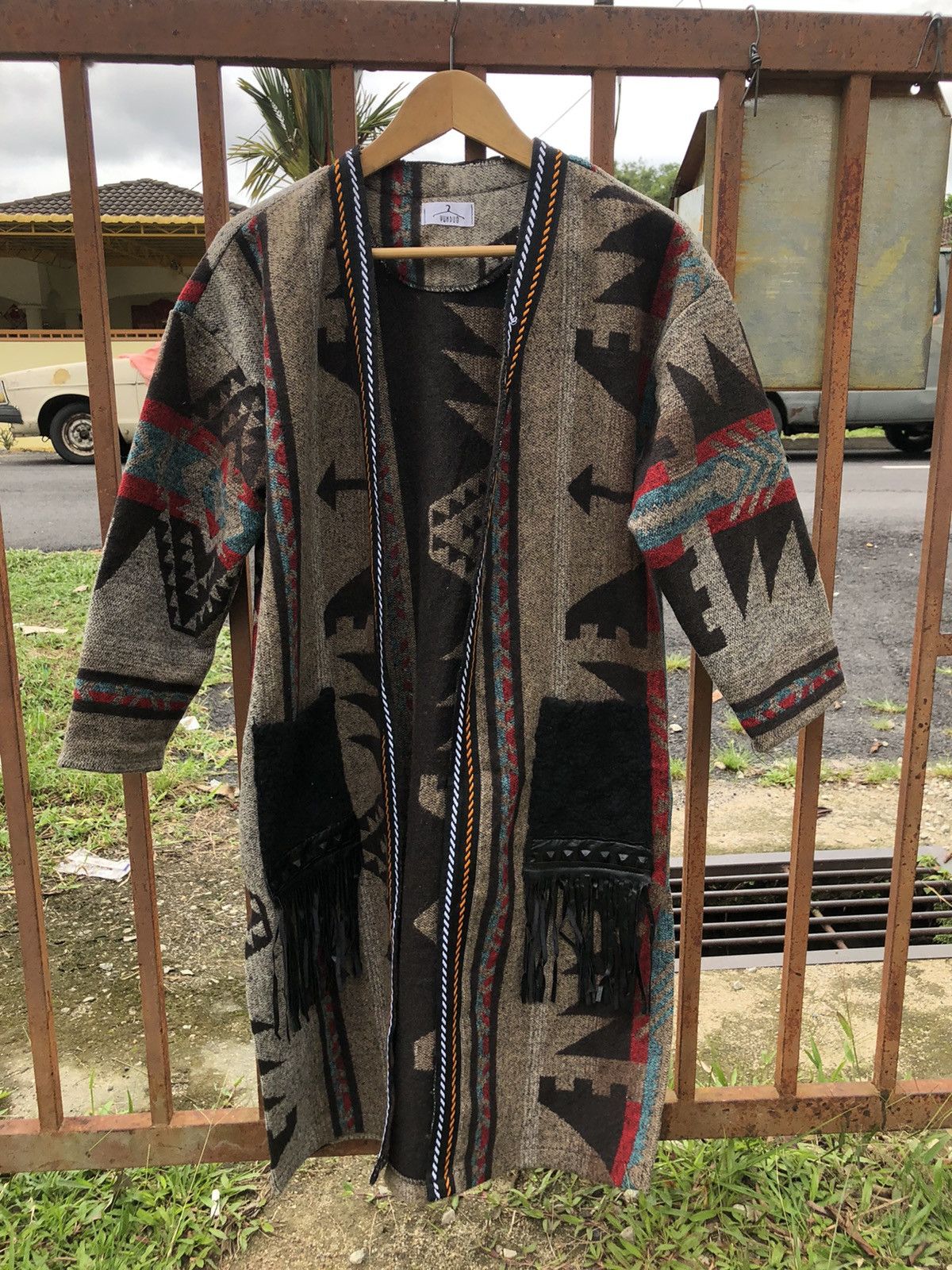 Native × Streetwear × Vintage navajo native wool long cardigan | Grailed