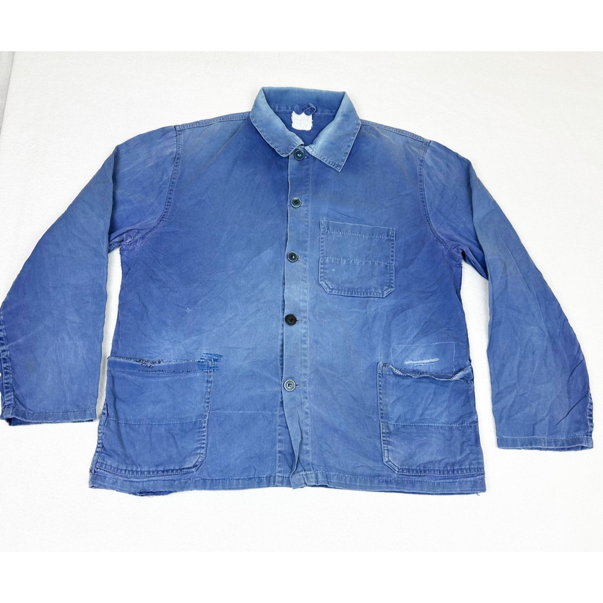 Vintage Vintage French Work Chore Jacket Blue Smock Coat Faded | Grailed