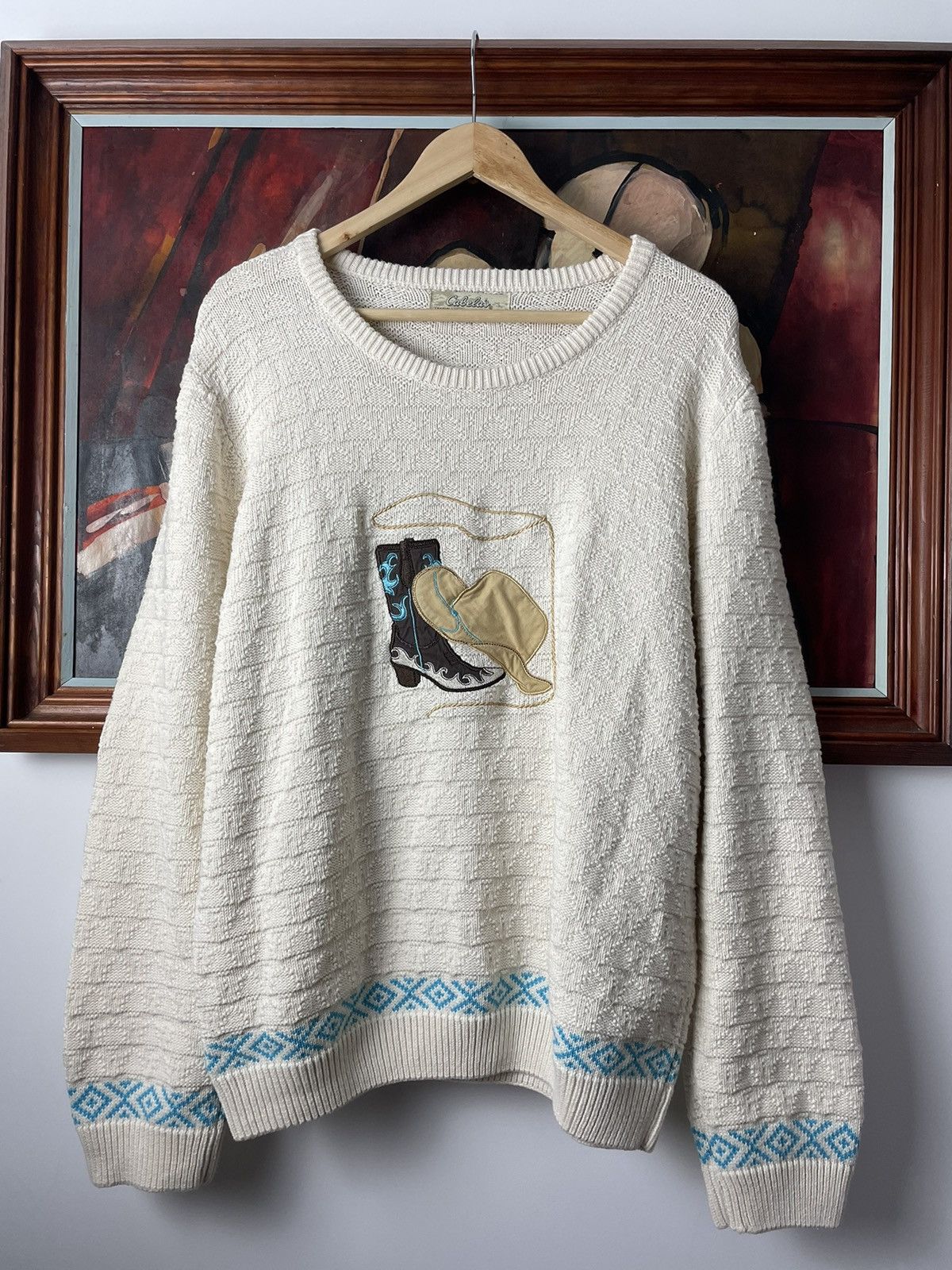 Vintage Vintage Avant Garde Embroidered Cowboy Vibe Knit Hype Y2k | Grailed