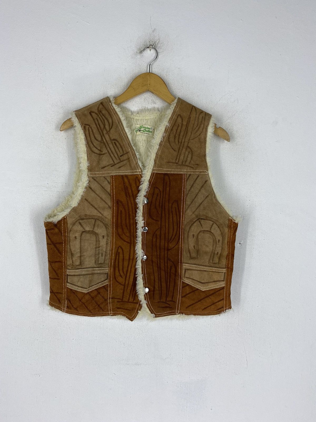 Genuine Leather Vintage Nice Design Vest Leather Sherpa Jacket Made ...