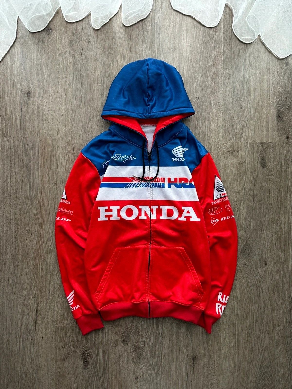 Vintage Vintage Honda HCR Racing Red Full Zip Hoodie | Grailed