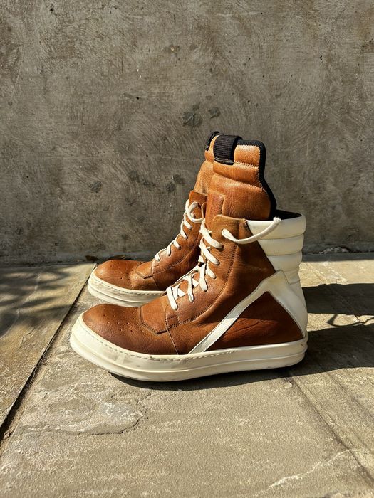 Rick Owens F/W15 Brown Artisanal Leather Rick Owens Geobaskets | Grailed