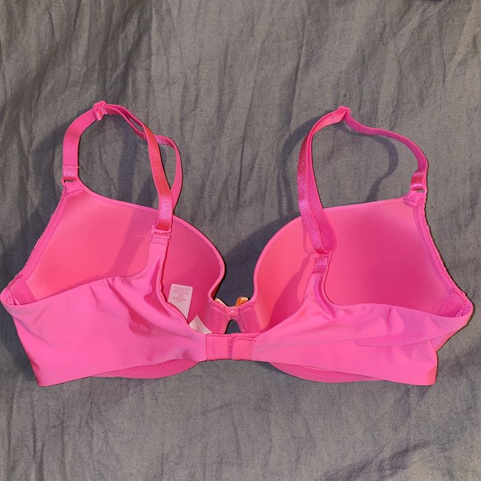 Designer Victoria’s Secret 34C Neon Hot Pink Lace Orange Bow Bra | Grailed