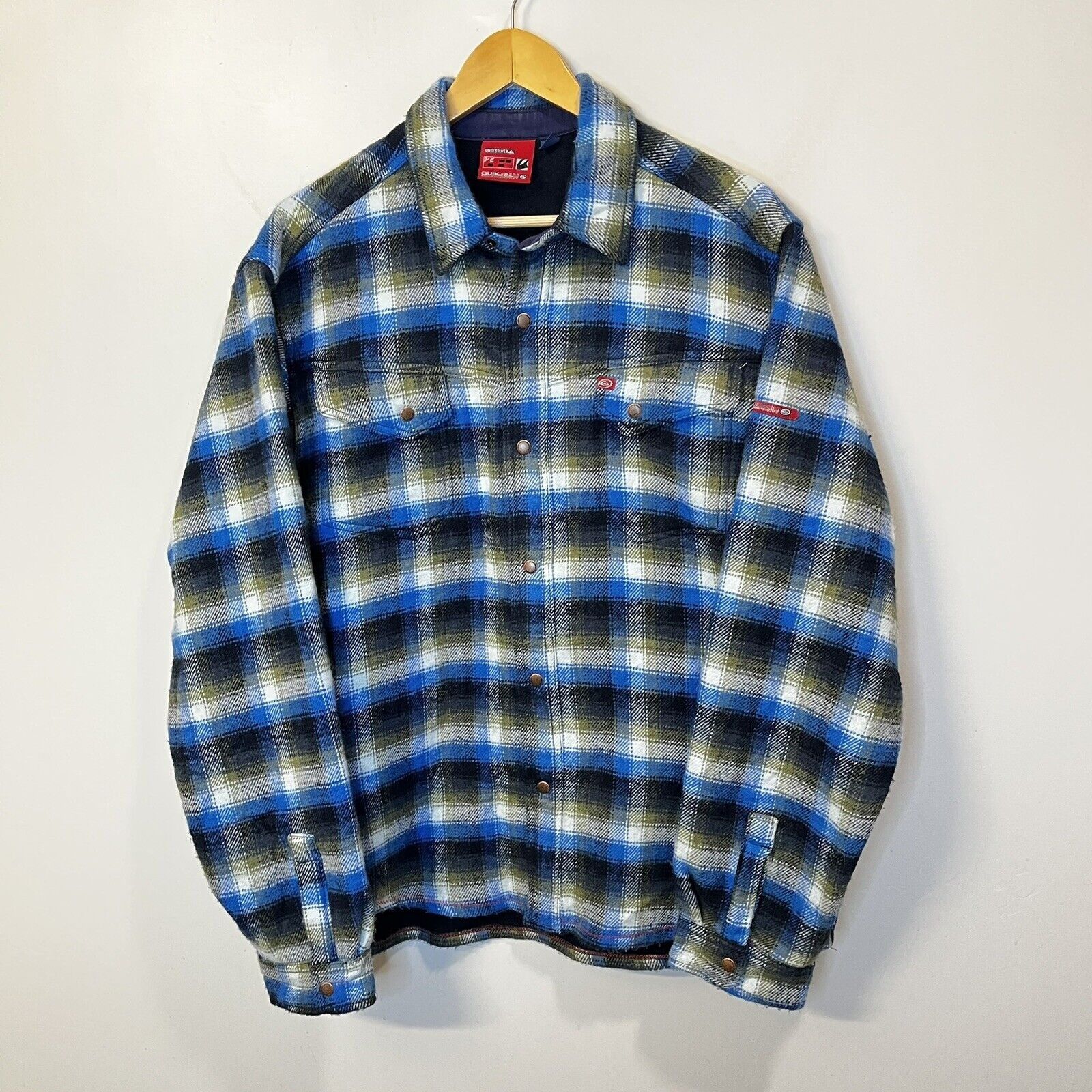 Quicksilver × Vintage Quicksilver Jacket L Lined Plaid Blue Flannel ...