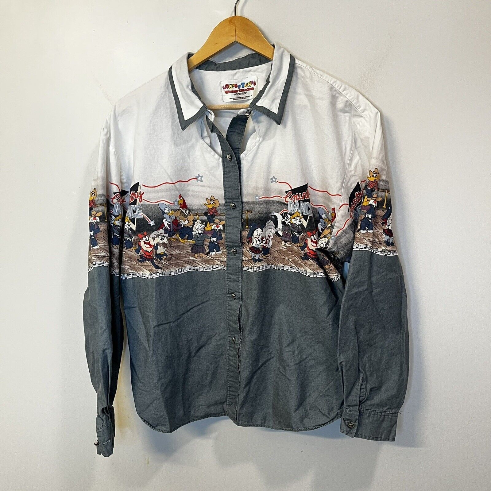 Vintage Vintage 90s Looney Tunes Pearl Snap Button Western Country ...