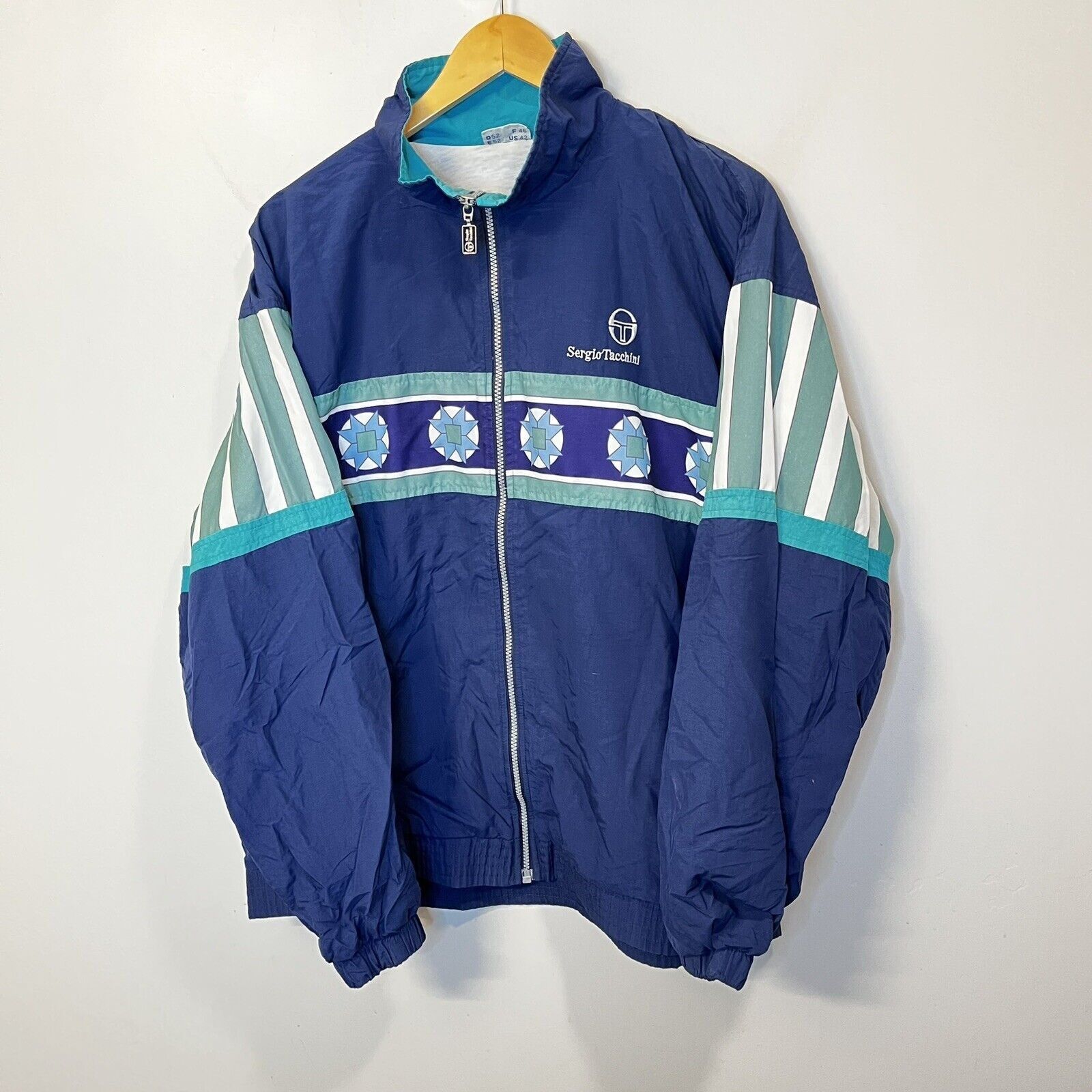 Sergio Tacchini × Vintage VTG SERGIO TACCHINI Abstract Full Zip Color ...