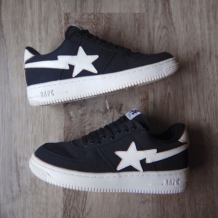 Bape Bape Black Canvas/White Leather Sta Bapestas | Grailed