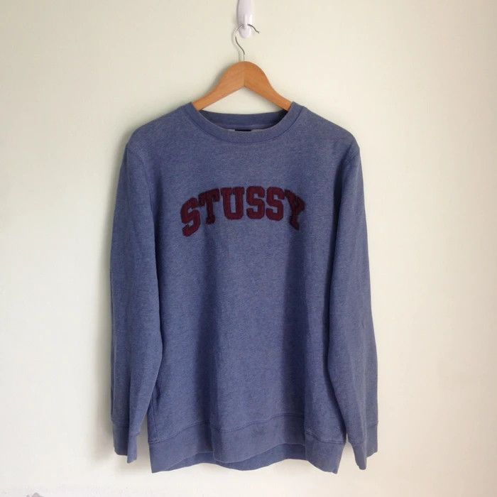 Streetwear × Stussy Stussy Block Font Embroidered Jumper Crewneck ...