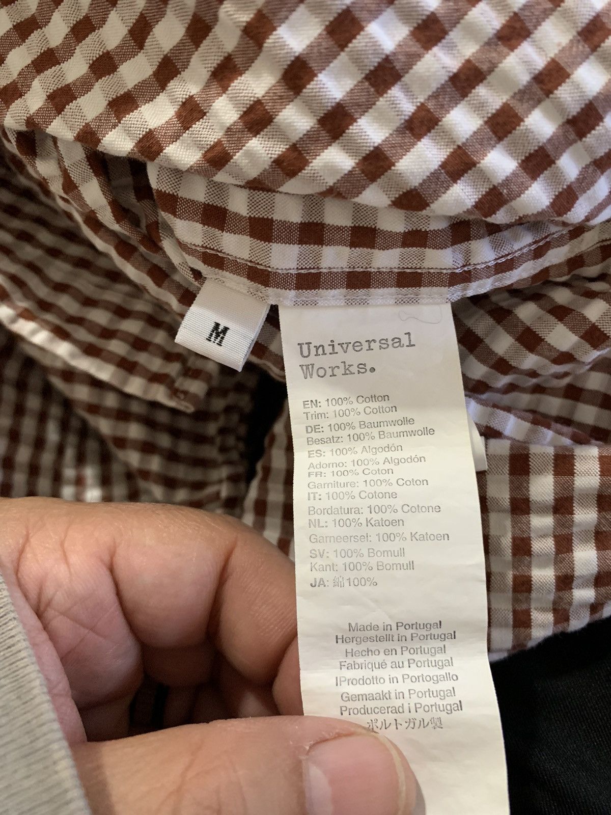 Universal Works Gingham Check Seersucker button down shirt | Grailed