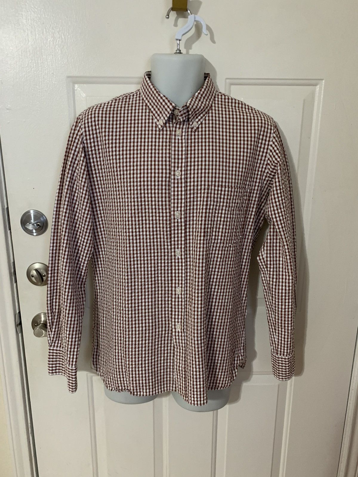 Universal Works Gingham Check Seersucker button down shirt | Grailed