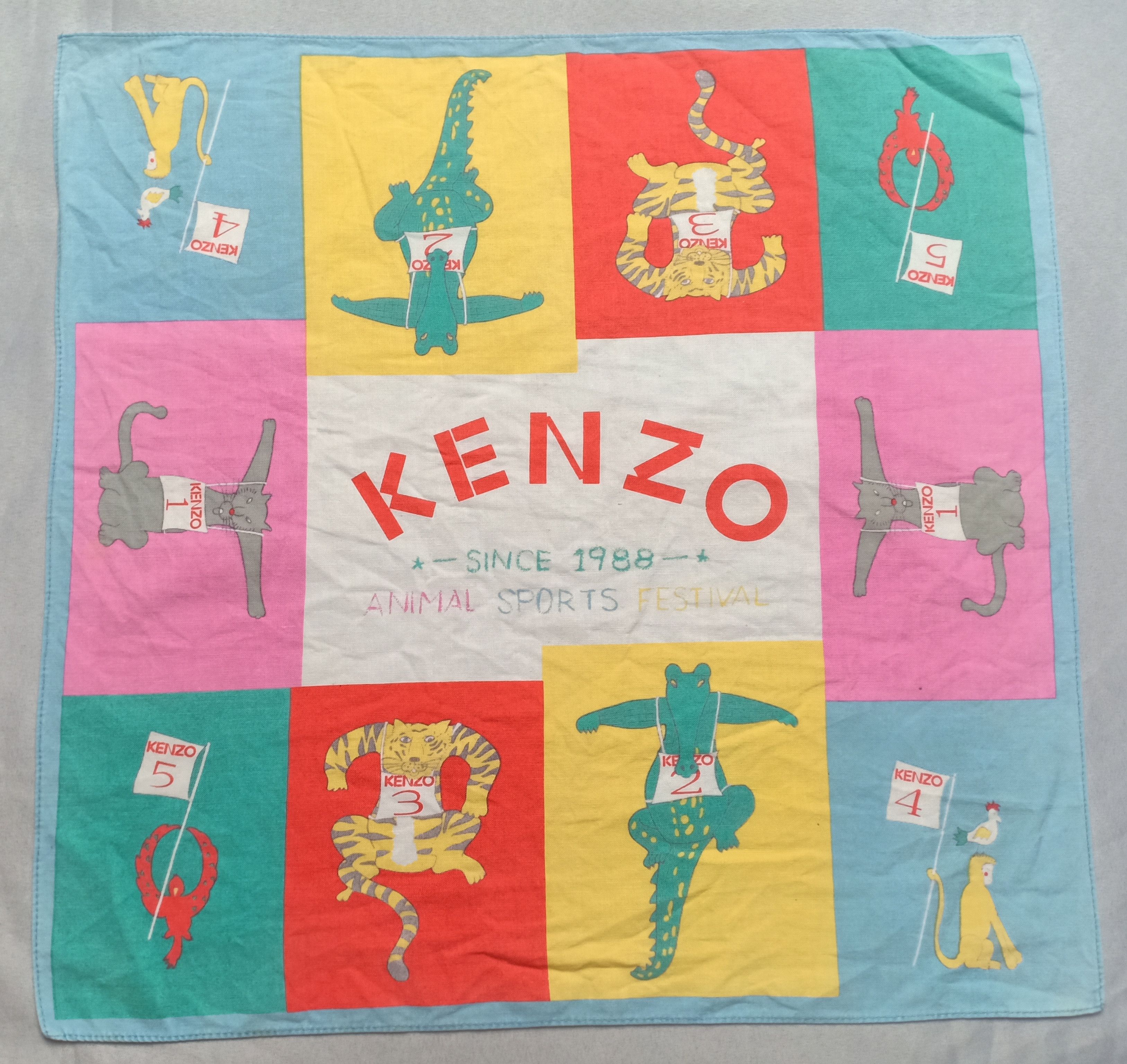 Art × Kenzo × Very Rare Kenzo Bandana Handkerchief Pocketsquare Animals ...