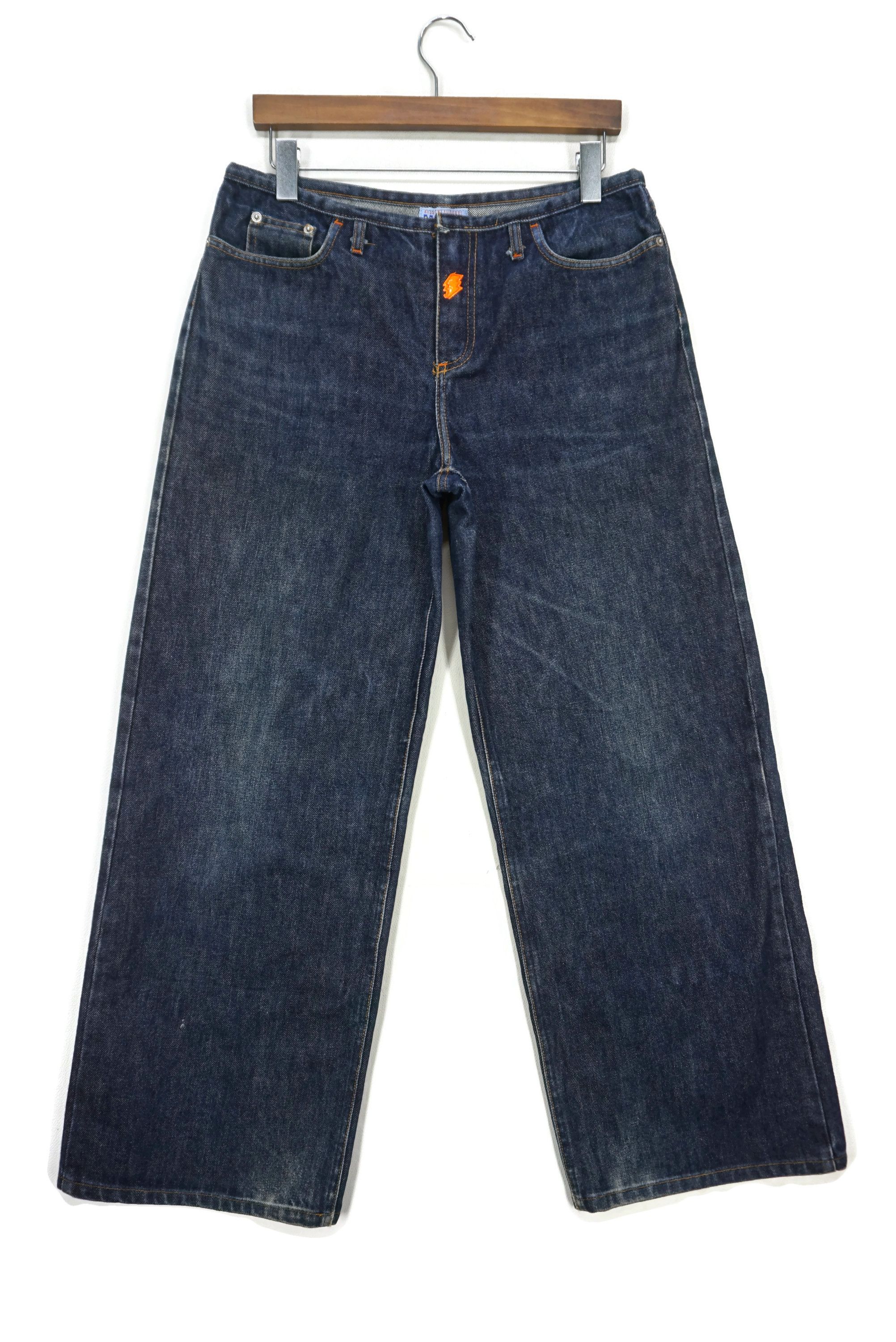 Vintage Cut Off Waistband Wide Leg Jeans W