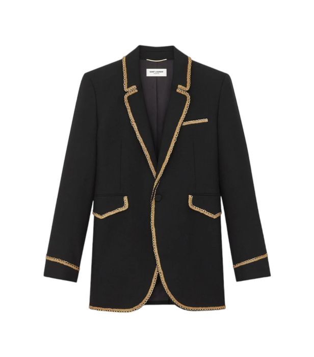 Saint Laurent Paris Saint Laurent Gold-Braided Blazer Jacket | Grailed