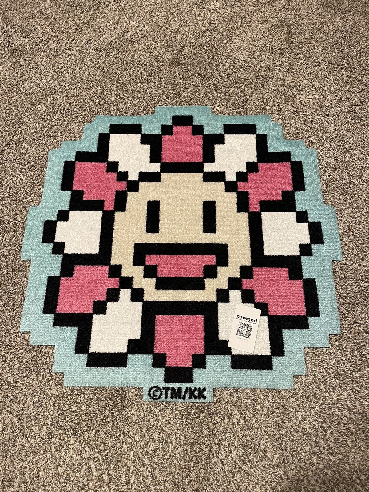 Takashi Murakami Murakami Digital Pixel Blue Flower Rug New 27.5" | Grailed