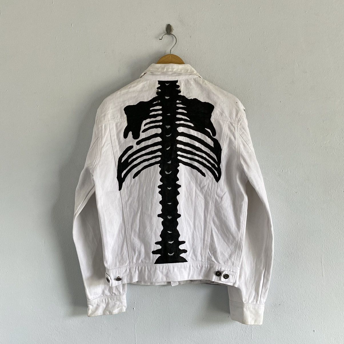 Custom skeleton trucker jacket custom | Grailed