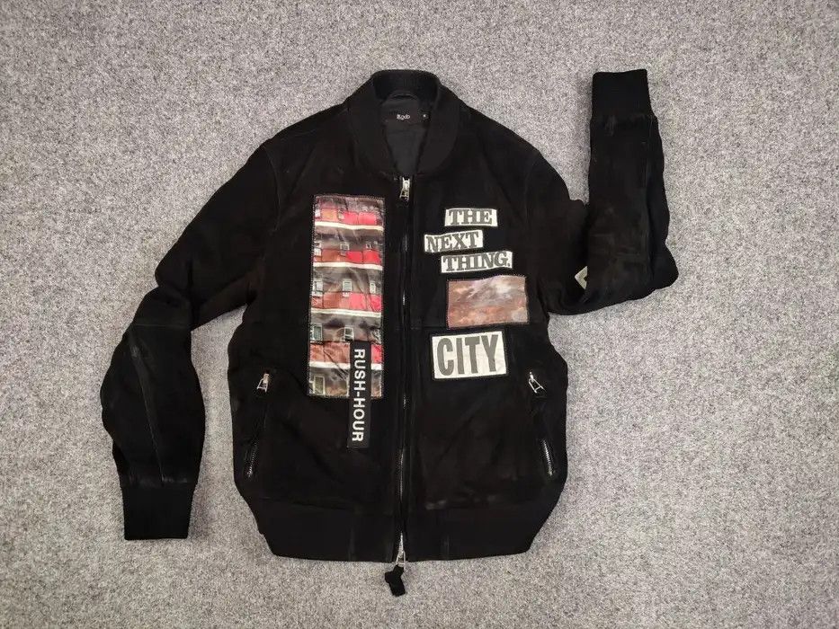 Blood Brother Blood Brothers Lamb Leather Patchwork Black Bomber Jacket ...