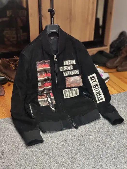 Blood Brother Blood Brothers Lamb Leather Patchwork Black Bomber Jacket ...
