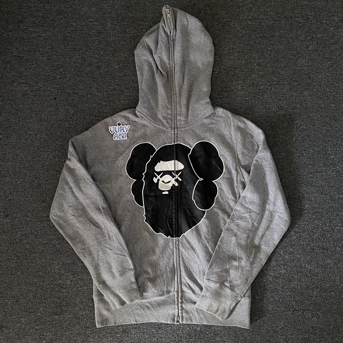 Bape Bape x Kaws Big Ape Head Full Zip Hoodie | Grailed