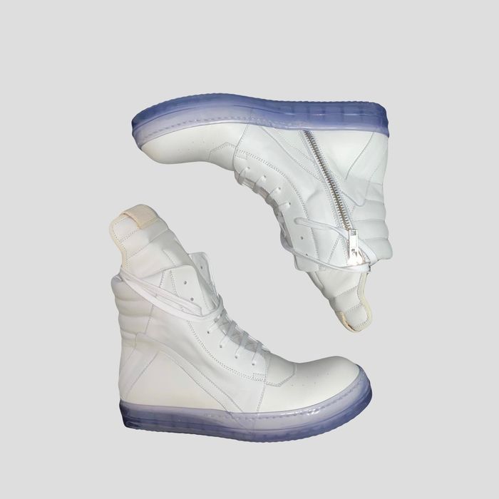 Rick Owens Geobasket White/Blue Clear Sole | Grailed