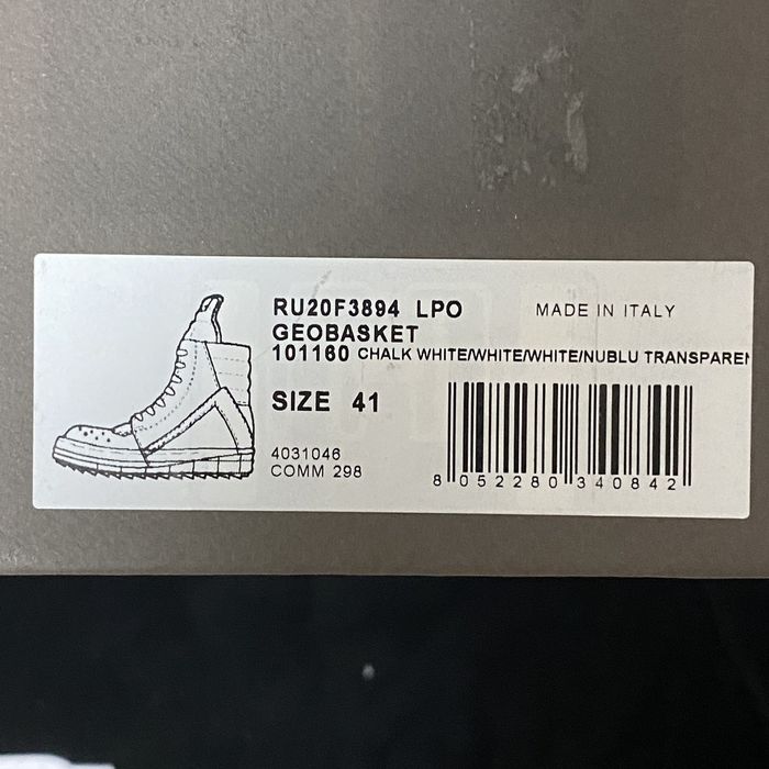 Rick Owens Geobasket White/Blue Clear Sole | Grailed