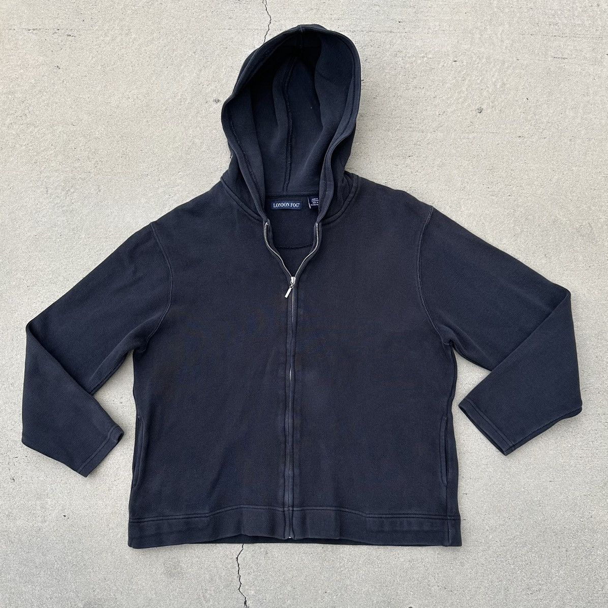 Vintage Vintage Faded Black Ribbed Cotton Zip Up Hoodie | Grailed