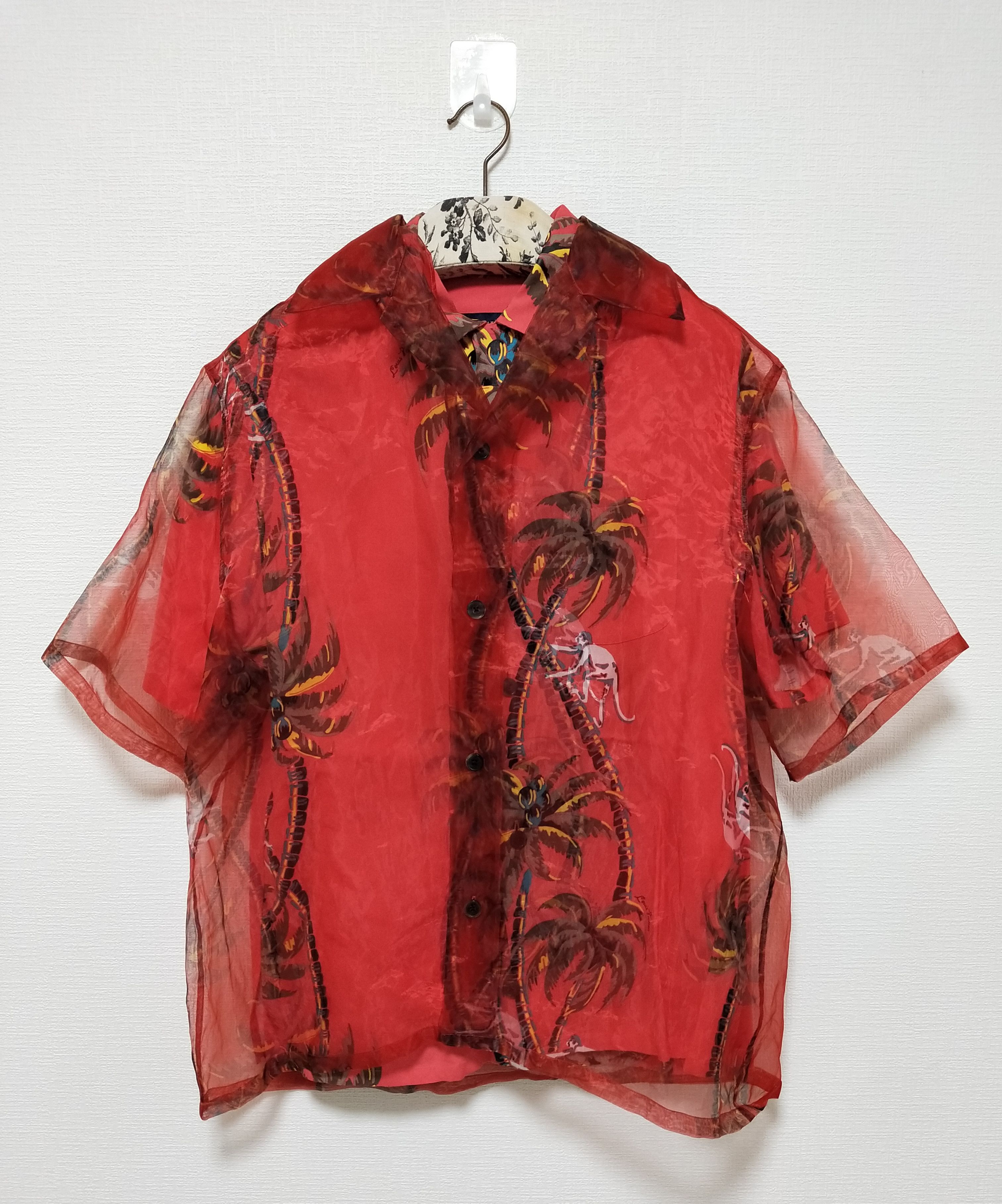 Louis Vuitton Red Double Layer Hawaiian Floral Shirt | Grailed