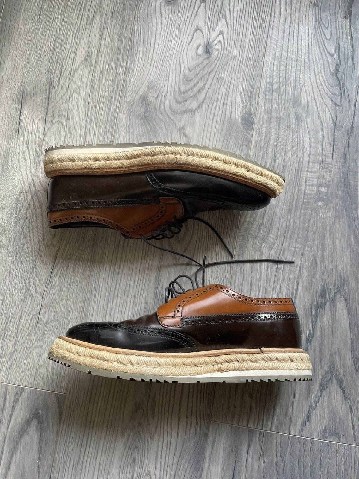 Prada Runway Wingtip Platform Creeper Brogues Espadrilles | Grailed