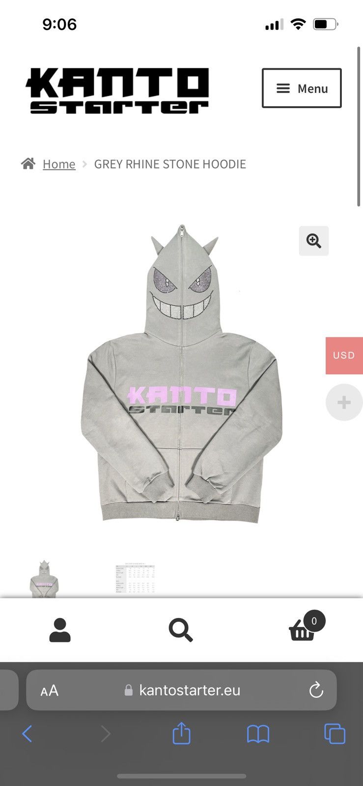 Pokemon × Rare Kanto Starter Grey Rhine stone Gengar Hoodie | Grailed
