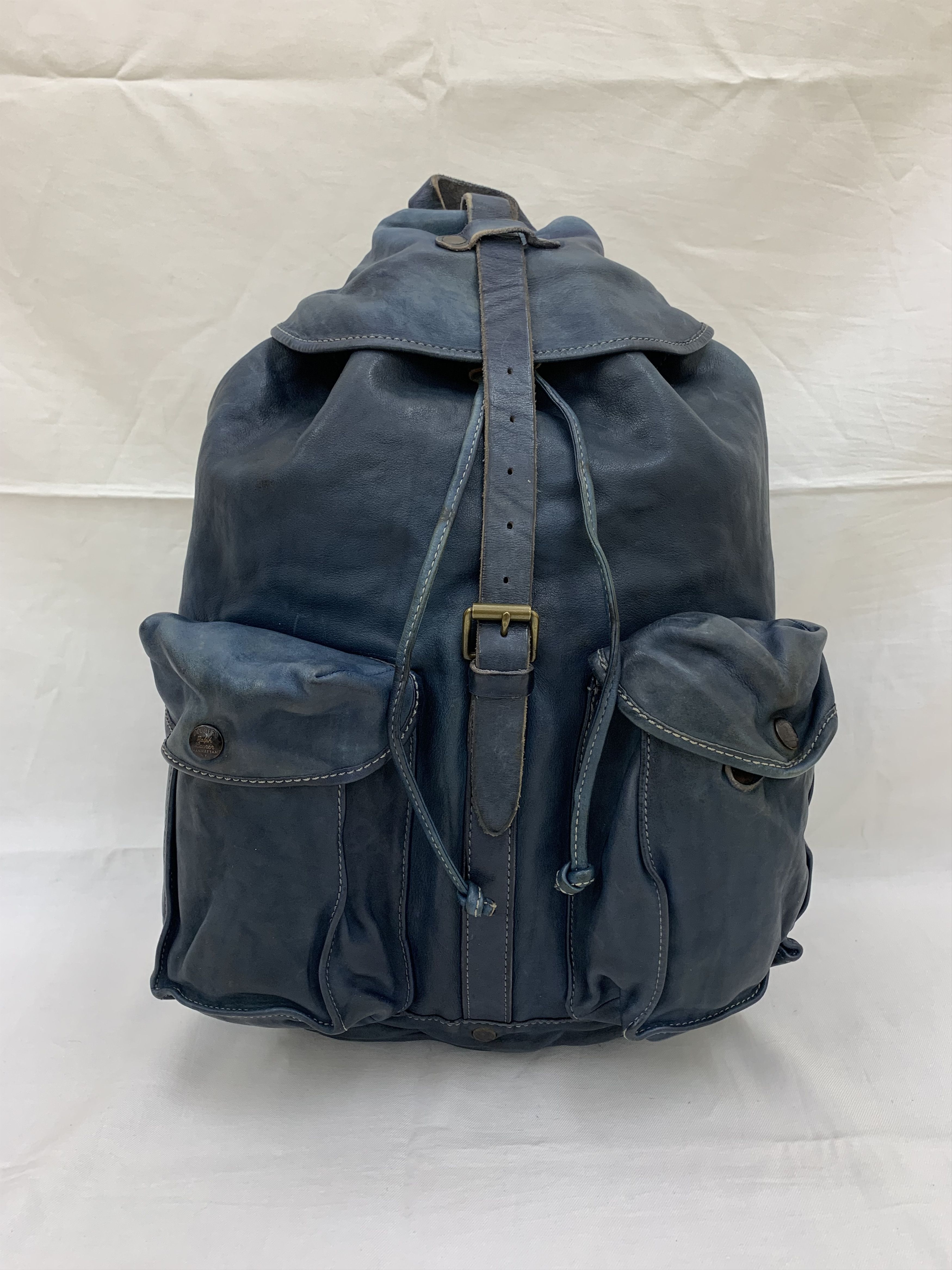 RRL Ralph Lauren × Ralph Lauren × Streetwear Double RL Indigo Leather ...