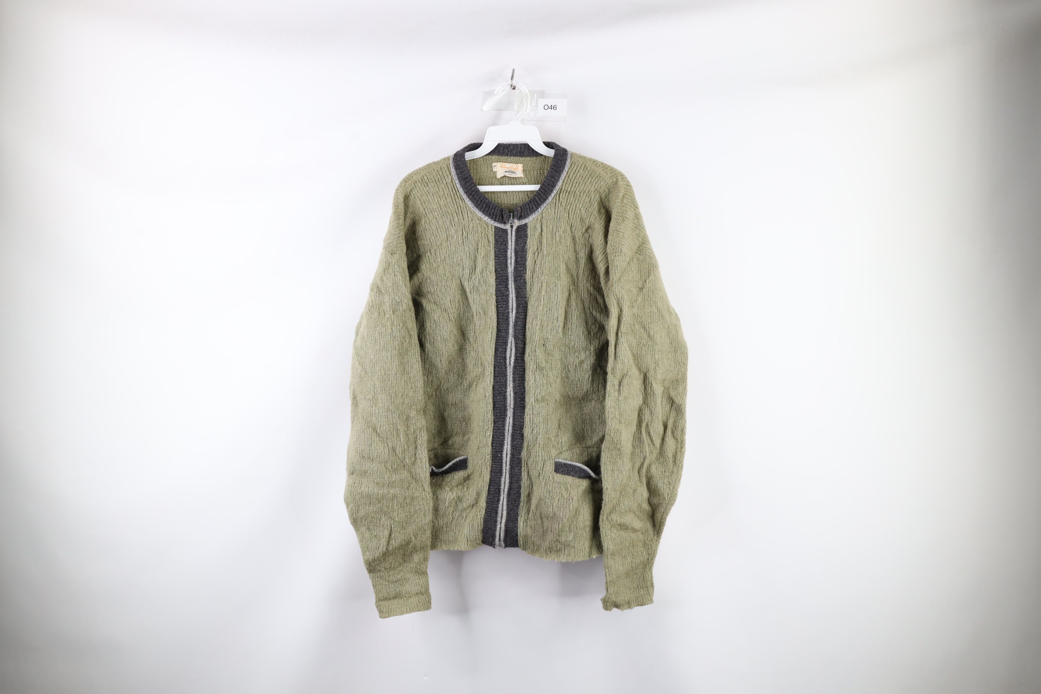 Vintage Vintage 60s Knit Kurt Cobain Zip Cardigan Sweater Green USA ...