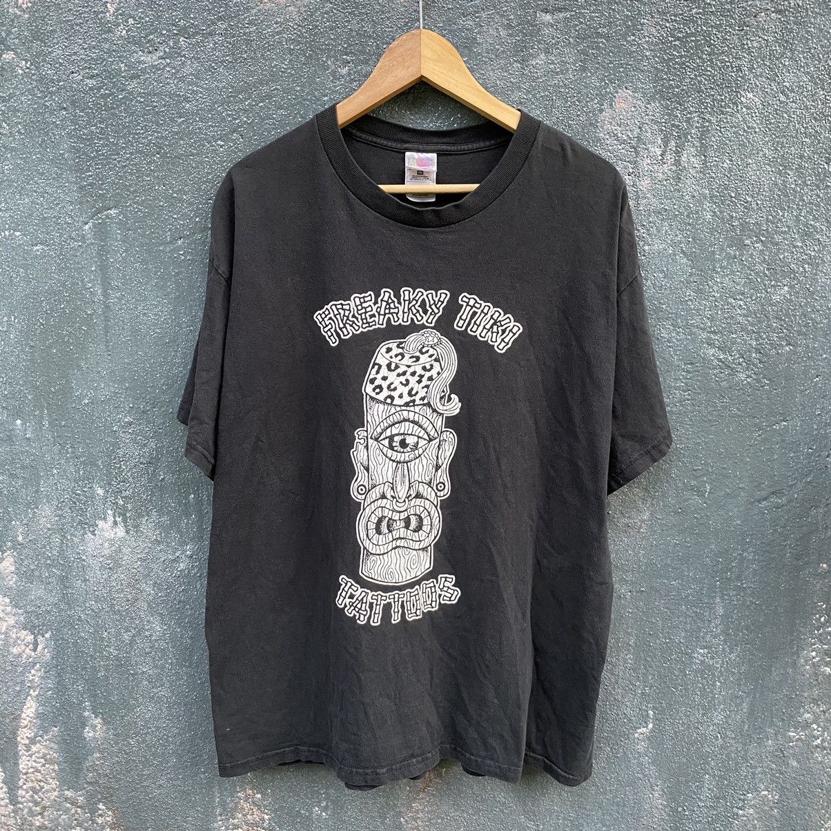 Vintage Thrashed Faded Vintage 90s Freaky Tiki Tattoos Rare Tee | Grailed