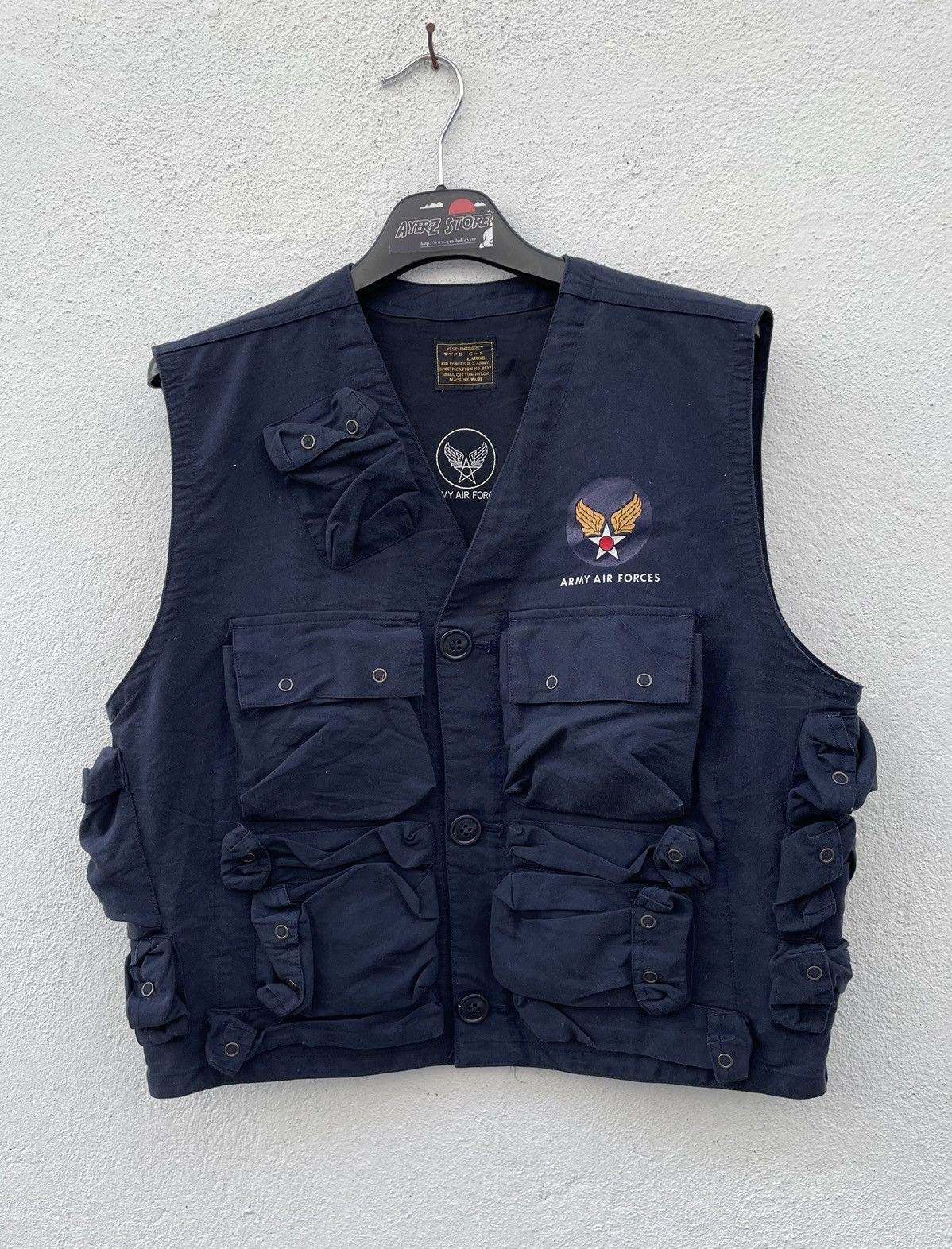 Us Air Force Army Air Forces Type C-1 Vest Emergency Dark Blue Jacket ...