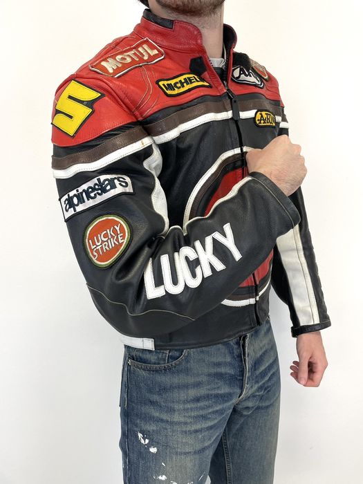 Vintage Vintage lucky strike biker racing leather jacket sponsor | Grailed