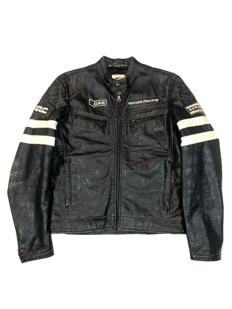 Honda × Leather Jacket × Racing Honda Gas Racing Moto Leather Jacket ...